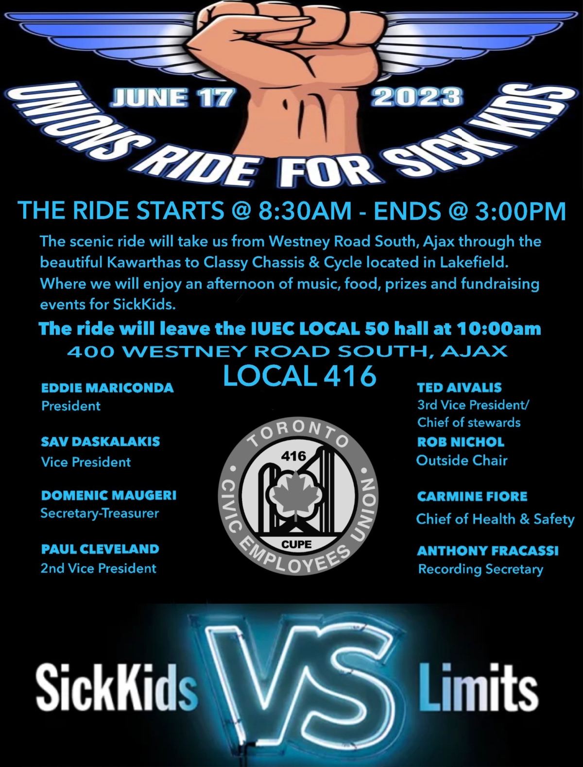Unions Ride for Sick Kids 2023 – TCEU Local 416